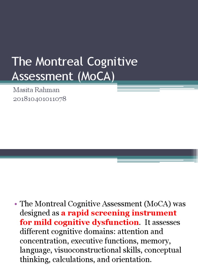 The Montreal Cognitive Assessment (MoCA) | Download Free PDF | Recall ...
