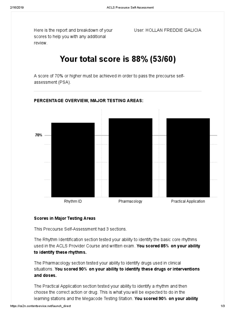 ACLS Precourse Self-Assessment | Internal Medicine | Heart