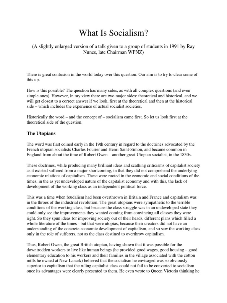 Defining Socialism A Historical And Theoretical Analysis Of The