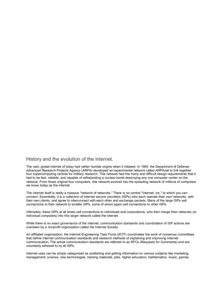 History and The Evolution of The Internet | PDF | Hypertext Transfer ...