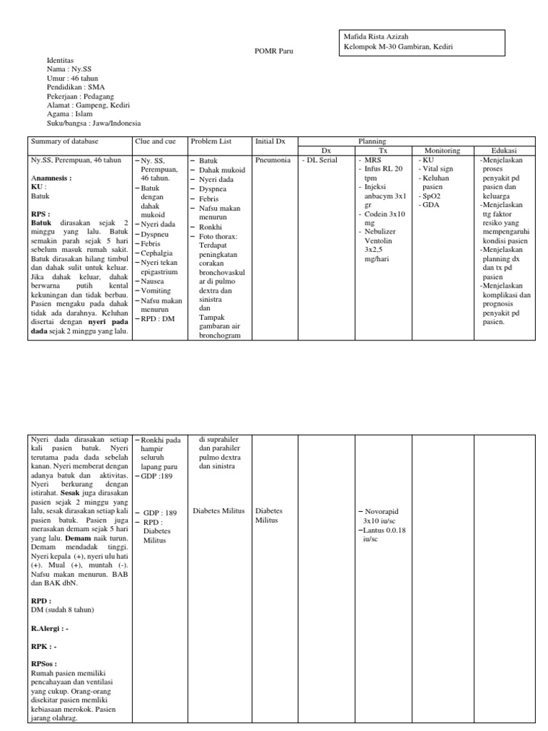 POMR Pneumonia | PDF
