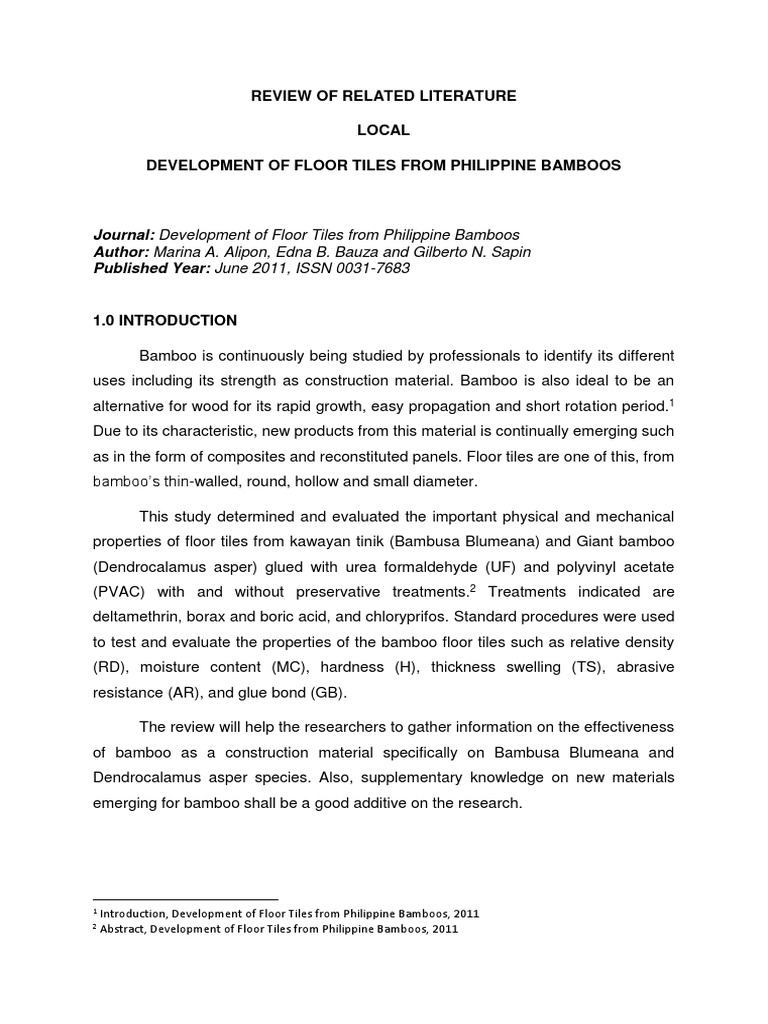 00 RRL Development of Bamboo Floor Tiles | PDF | Adhesive | Bamboo