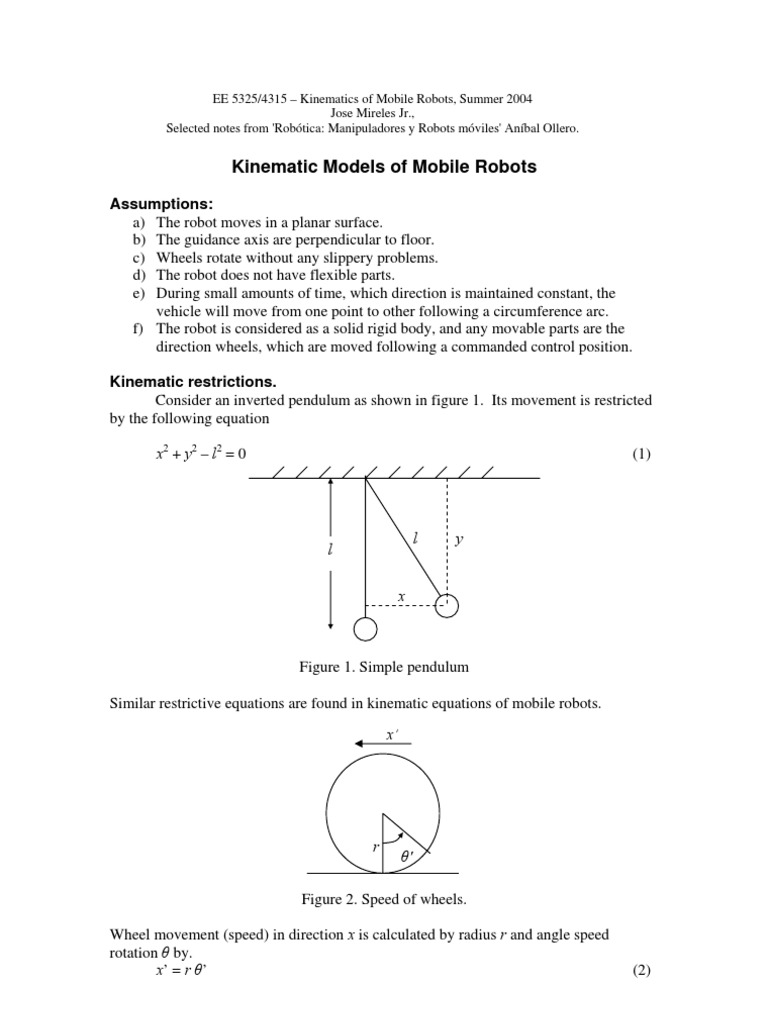 Kinematics Mobile Robots Pdf Kinematics Speed