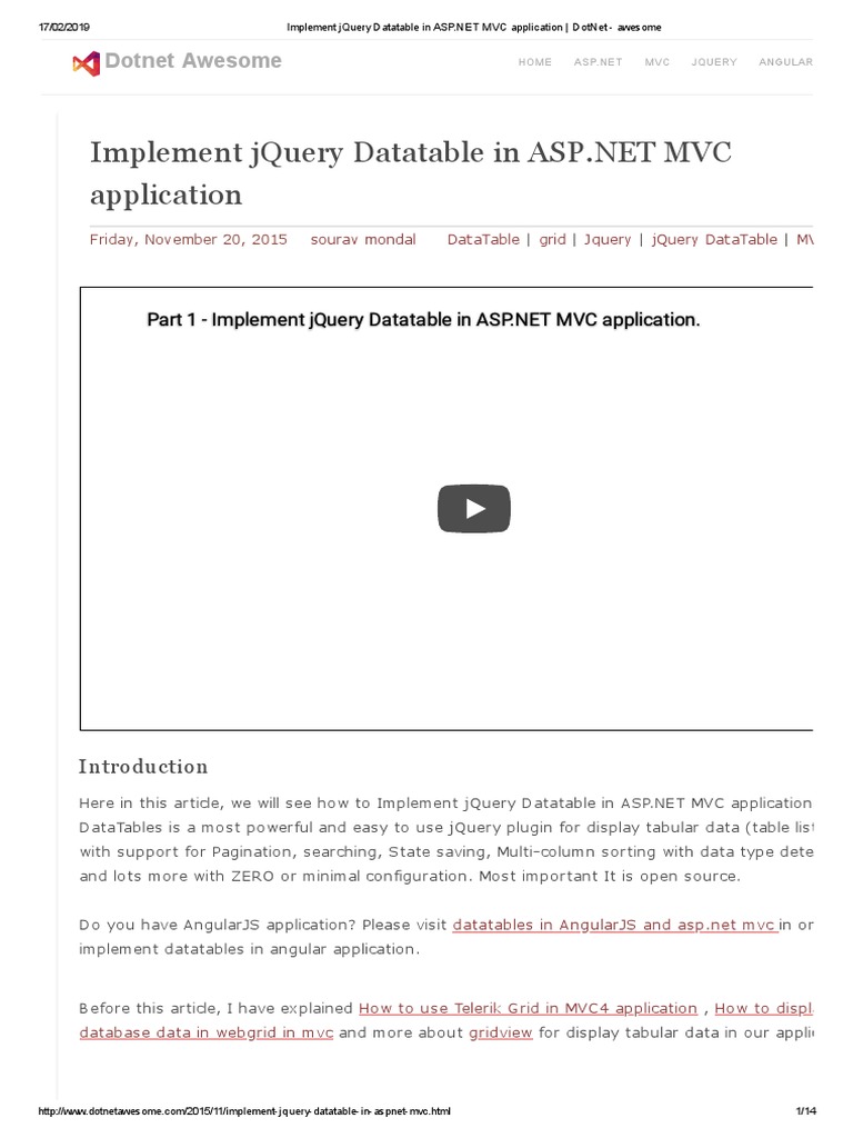 Implement Jquery Datatable In Pdf J Query Ajax Programming 9210