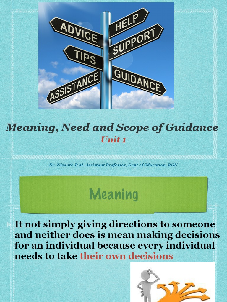Meaning, Need and Scope of Guidance PPT | Cognition | Psychology ...