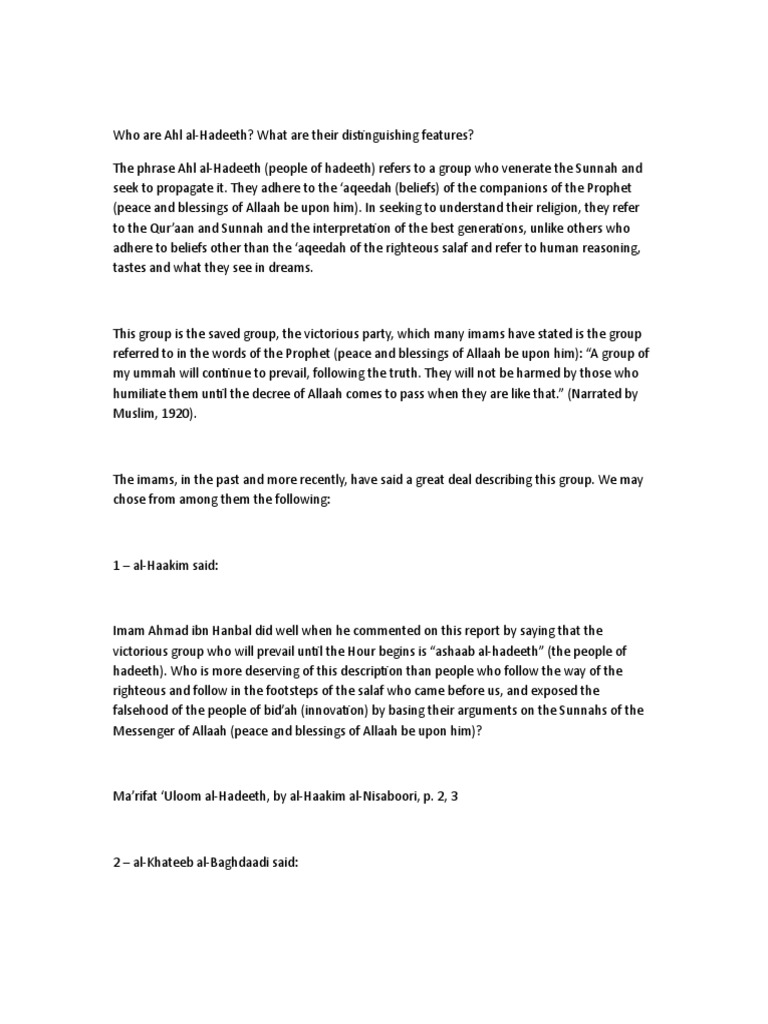 Ahle Hadees | PDF | Hadith | Prophets And Messengers In Islam