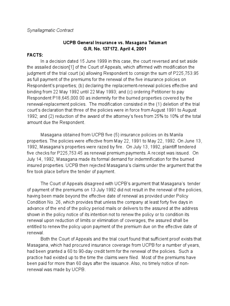 UCPB Gen Insurance v. Telamark | PDF | Insurance | Insurance Policy