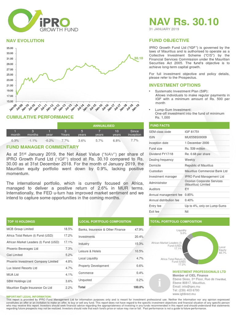 IGF Fact Sheet January 2019 | PDF | Investment Fund | Investor