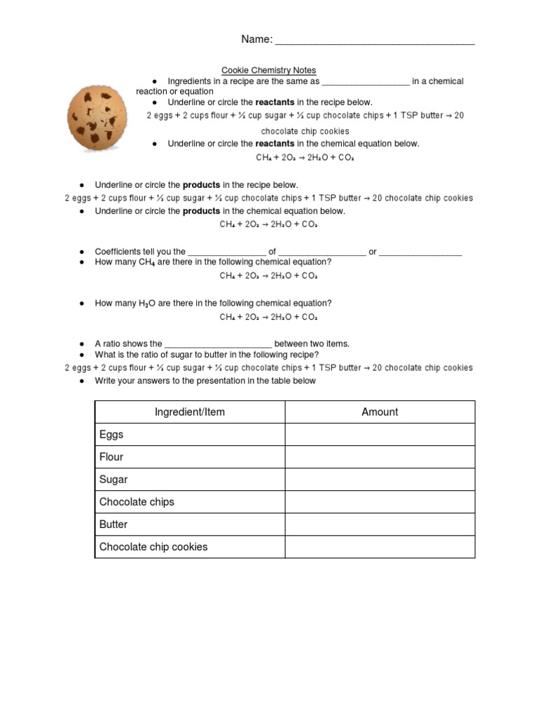 Cookie Chemistry Notes Fill in 2 | PDF | Chocolate Chip | Chocolate