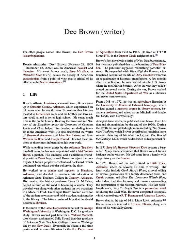 Dee Brown (Writer) PDF | PDF