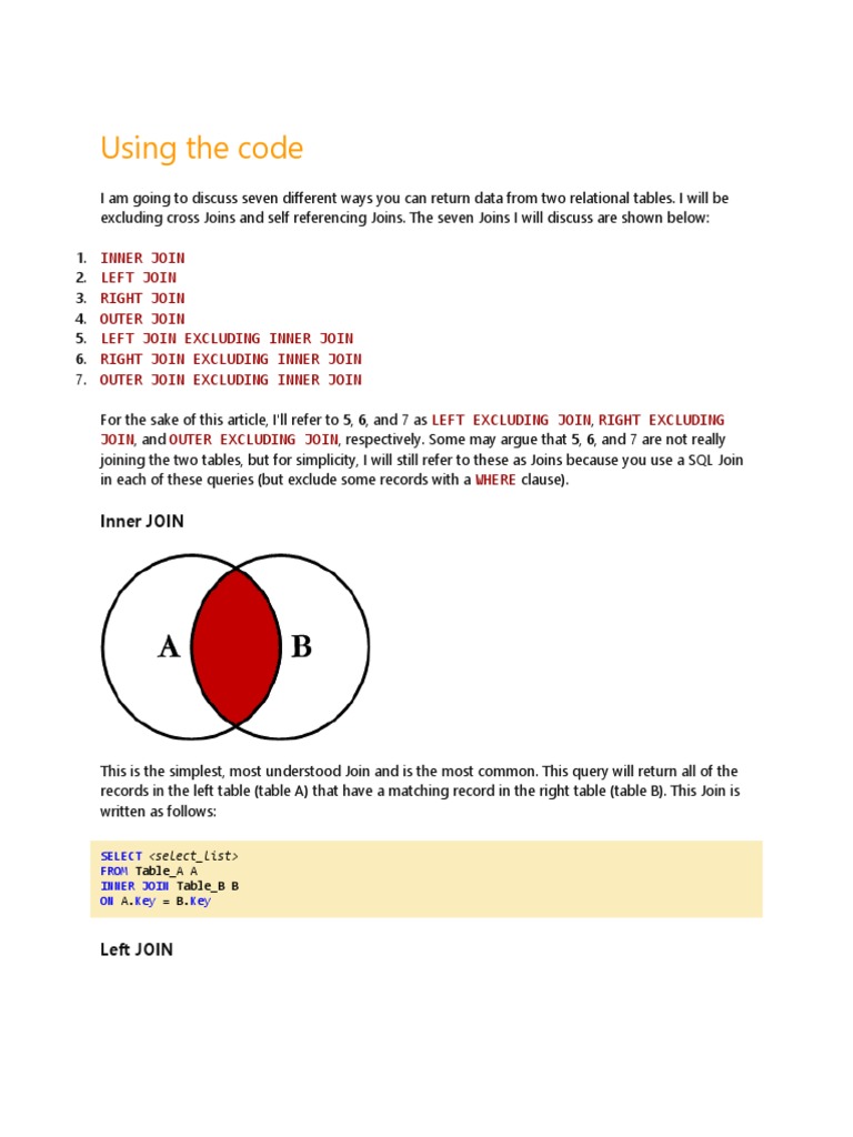 Using The Code: Inner JOIN | PDF | Information Retrieval | Information Technology Management
