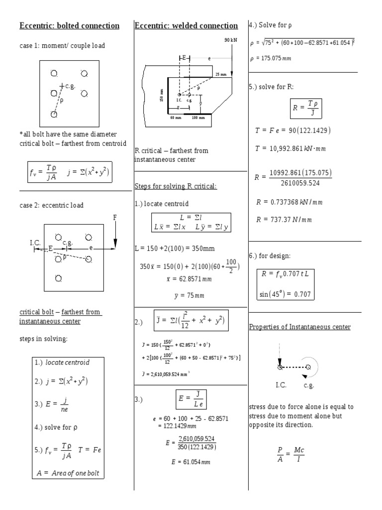Eccentric: Bolted Connection Eccentric: Welded Connection: T F e 90 ...