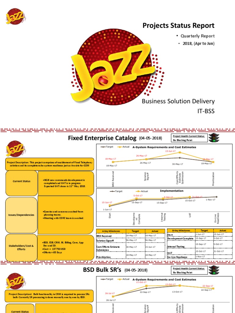 Projects Status Report: Business Solution Delivery It-Bss | PDF ...