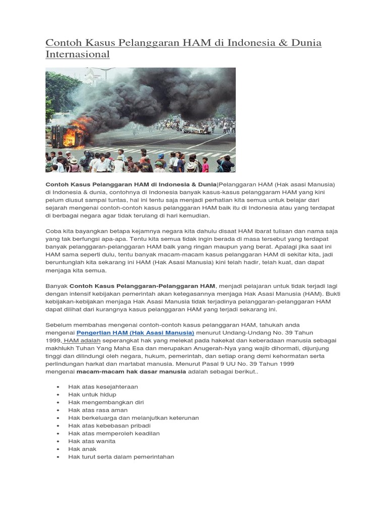 Contoh Kasus Pelanggaran HAM Di Indonesia | PDF