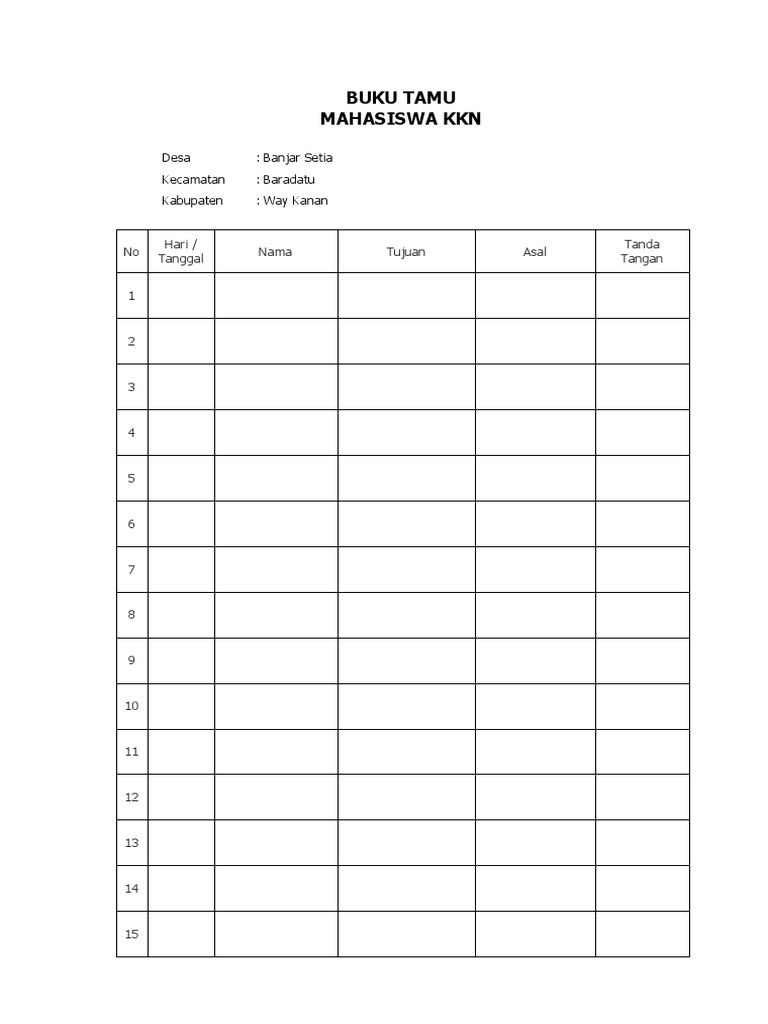 Buku Tamu Posko KKN | PDF