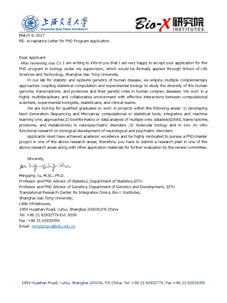 Acceptance Letter | PDF