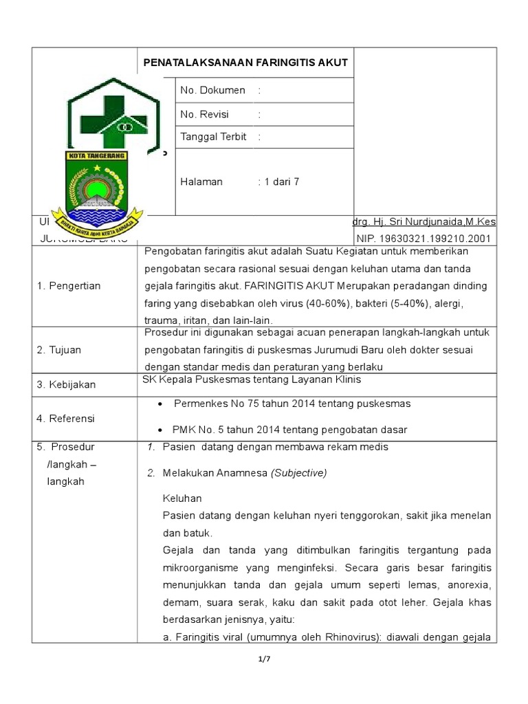 Penatalaksanaan Faringitis Akut di Puskesmas | PDF | Kesehatan Holistik ...