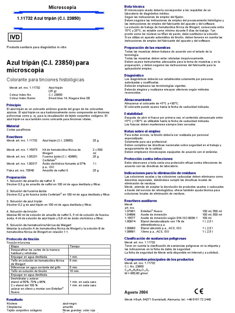 Azul de Tripan | Descargar gratis PDF | Tinción | Química