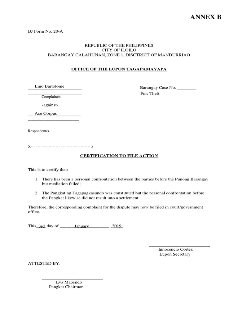 Certification To File | PDF