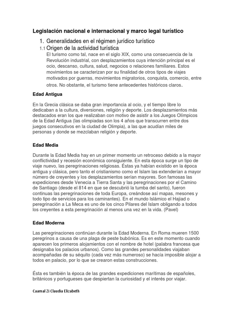 Legislación Nacional e Internacional y Marco Legal Turístico | PDF ...