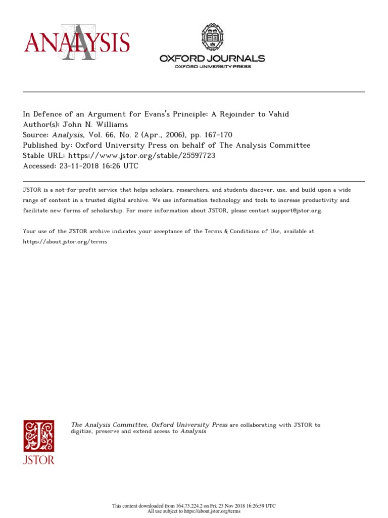 Williams A Rejoinder To Vahid | PDF | Theory Of Justification | Argument