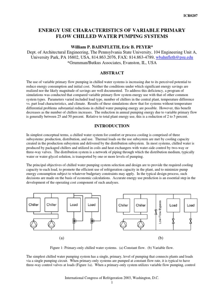Energy Use in Variable Primary Flow Systems | PDF | Water Supply ...
