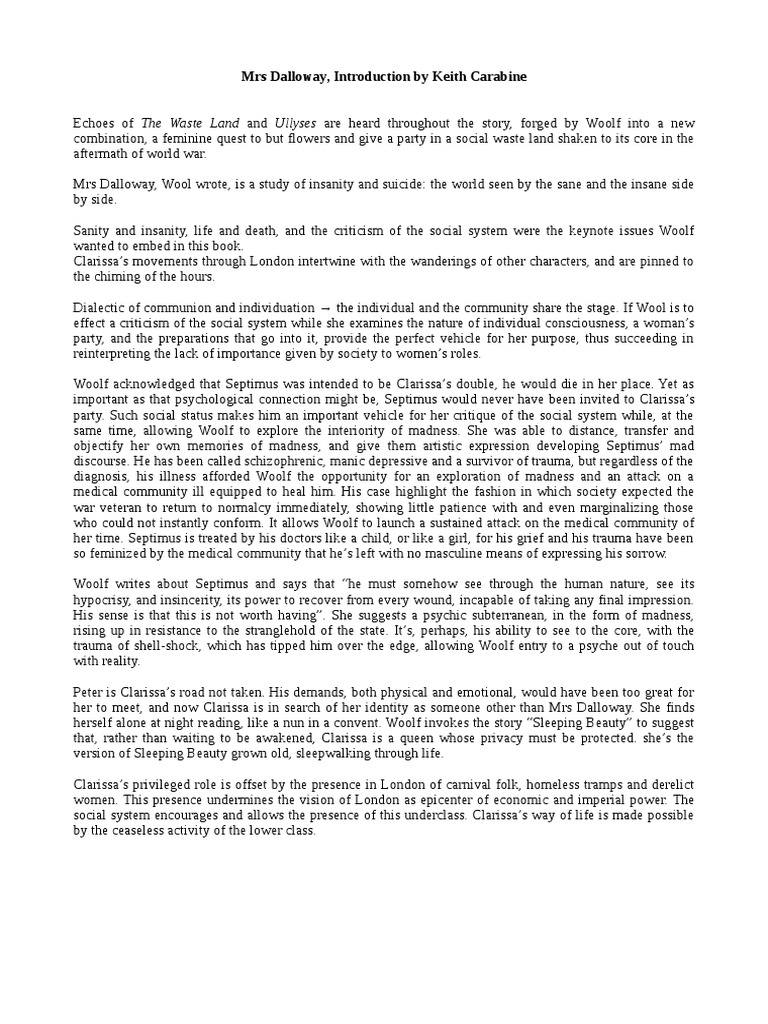 Mrs Dalloway, Introduction | PDF | Mrs Dalloway | Virginia Woolf