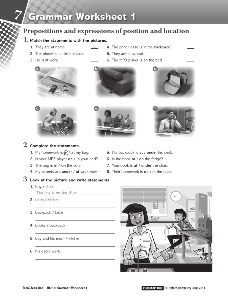 T2T - One - U7 - Grammarworksheet - 1 Prepositions and Expressions of ...