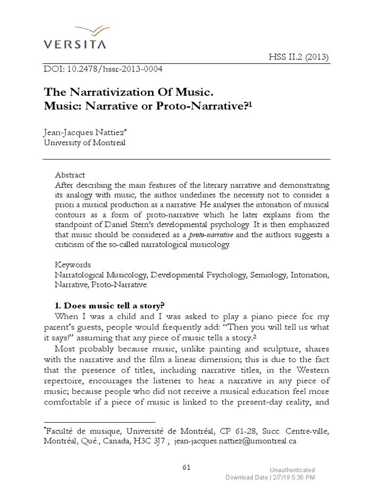 The Narrativization of Music. Music Narrative or Proto-Narrative | PDF ...