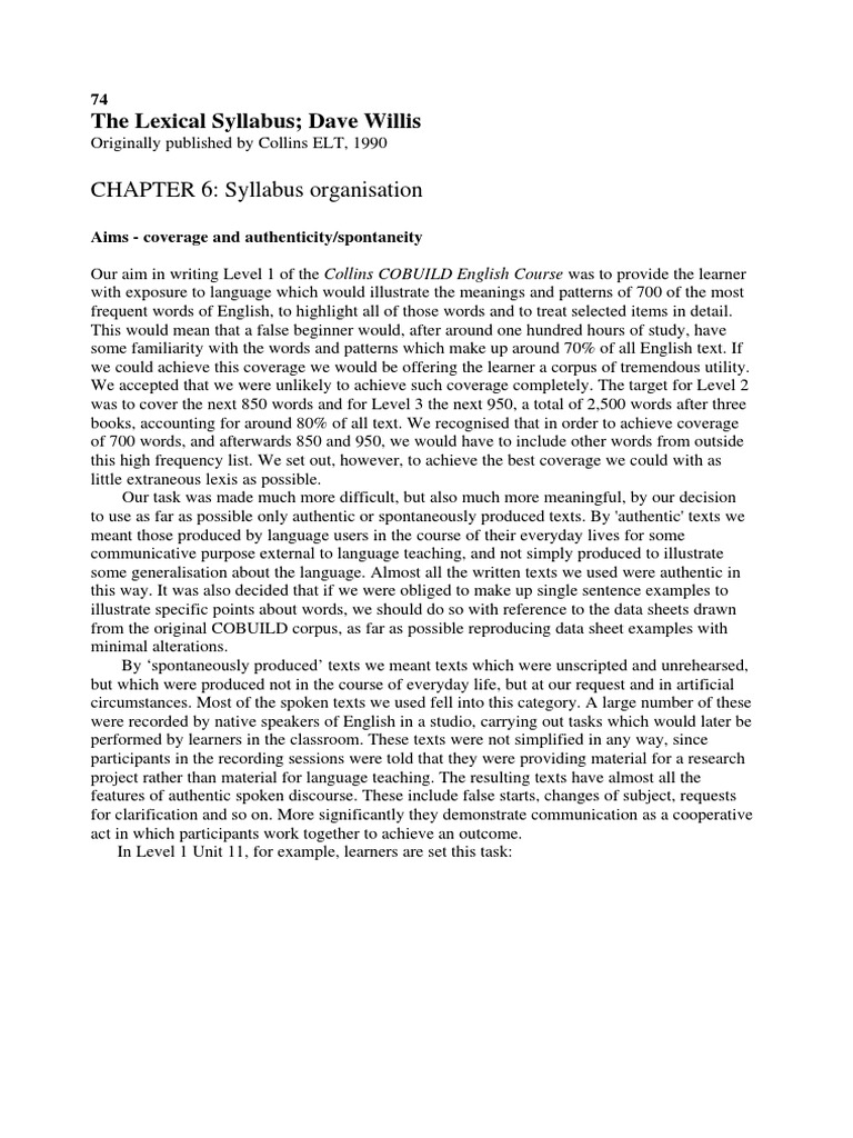 The Lexical Syllabus Dave Willis | PDF | Question | Word