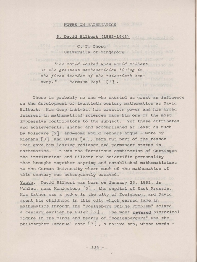 David Hilbert: Pioneer of Modern Mathematics | PDF | Axiom | Teaching ...