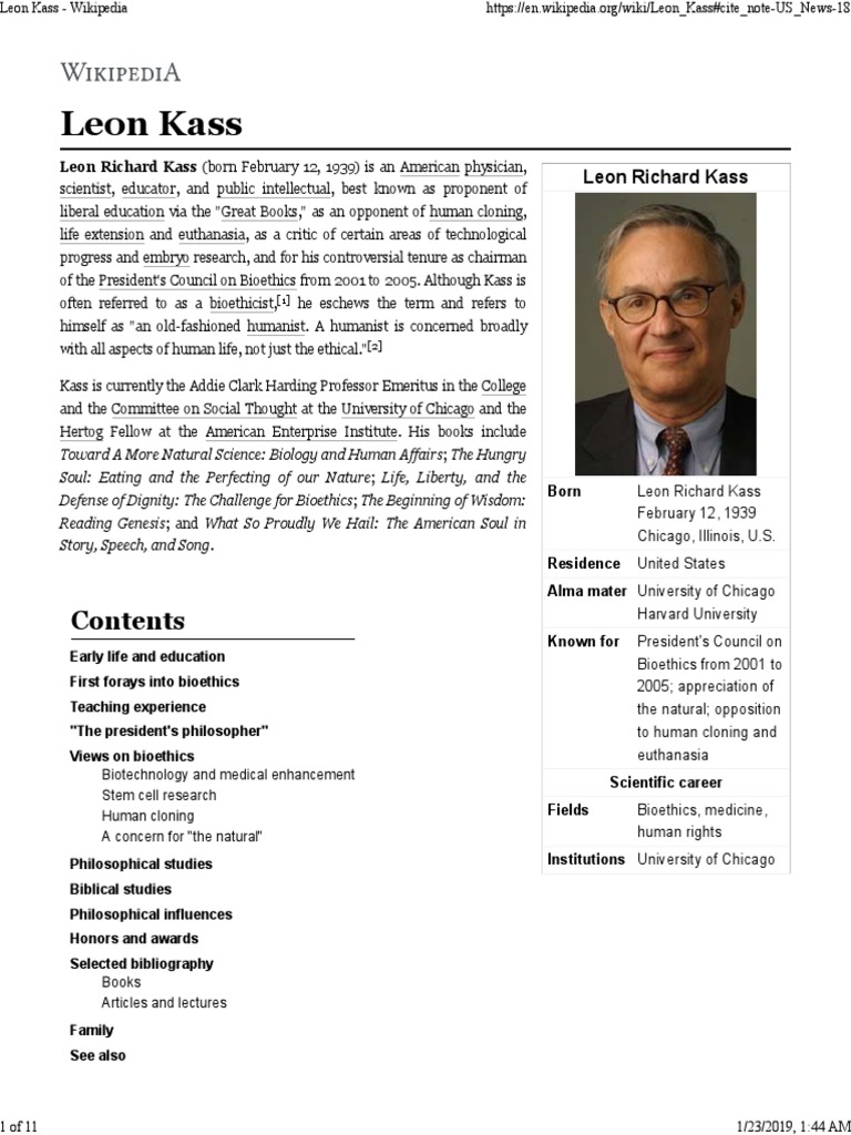 Leon Kass Wikipedia | PDF