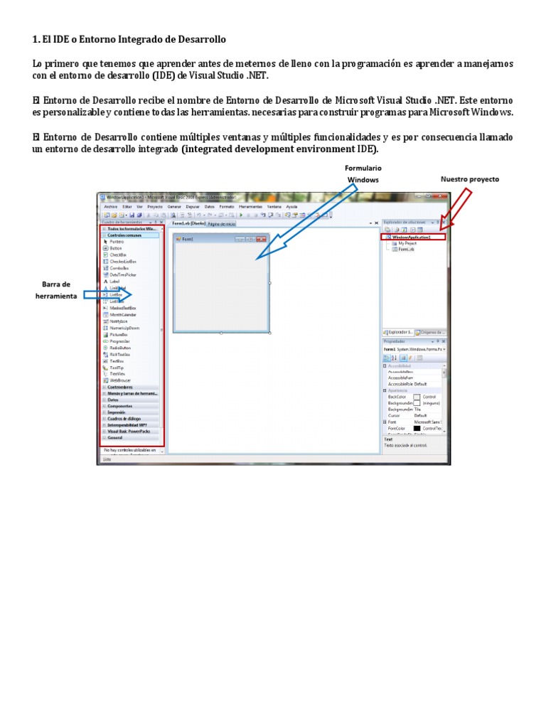 Entorno de Desarrollo de Visual Basic .Net | Entorno de desarrollo ...
