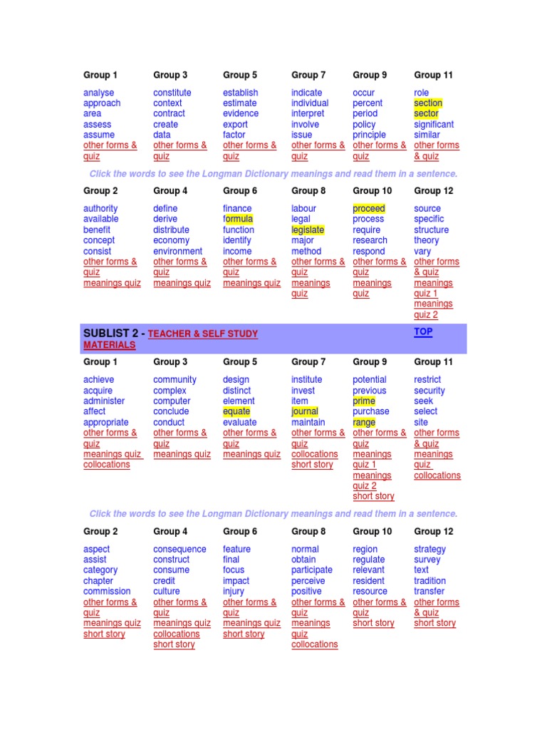 Academic Vocabulary Quizzes | PDF | Cognitive Science