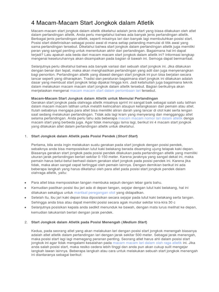 Macam-Macam Start Jongkok | PDF