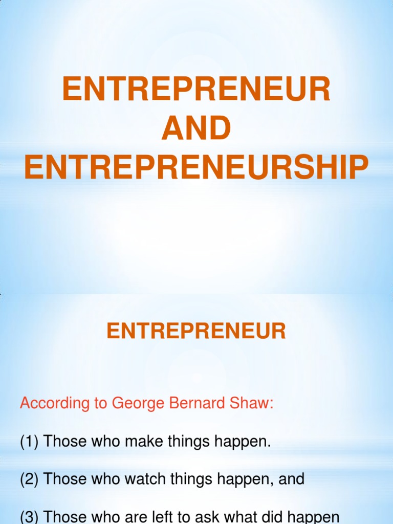 Entrepreneur AND Entrepreneurship | PDF | Entrepreneurship | Factors Of ...