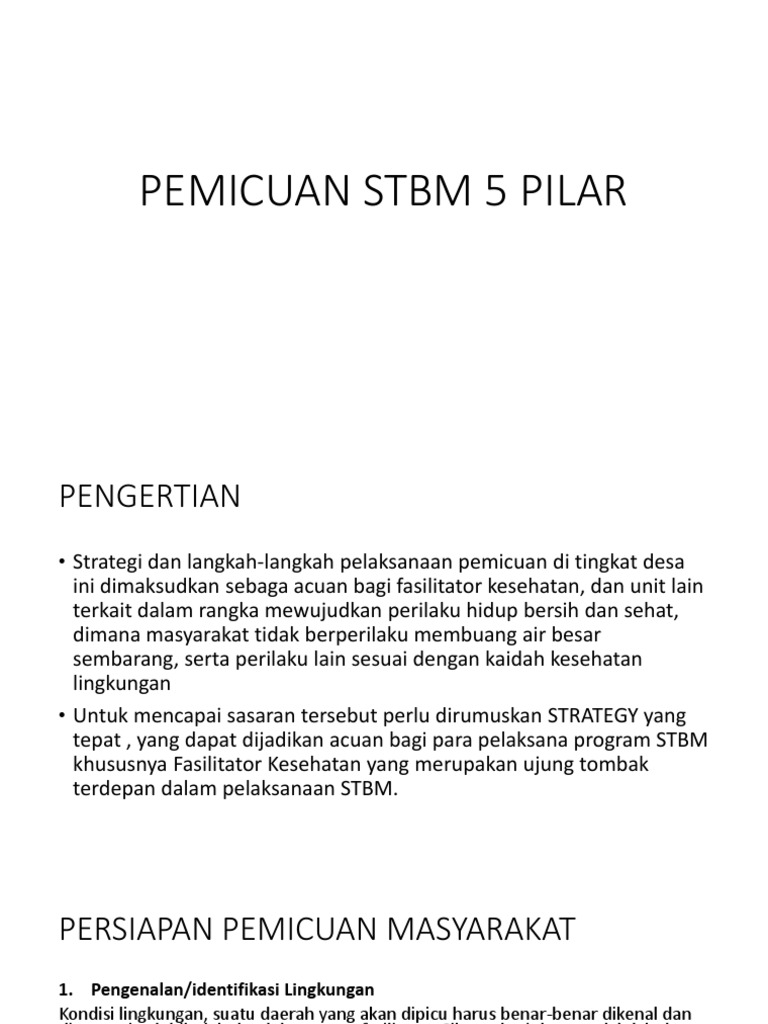 Pemicuan STBM 5 Pilar | PDF | Pengembangan Diri