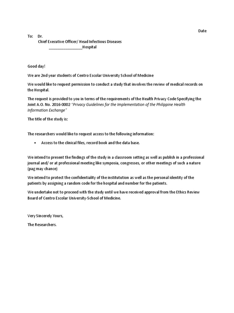 Medical Record Study Request | PDF