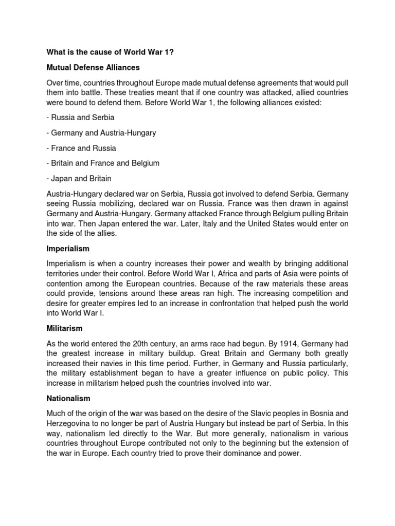 Causes of WWI: Alliances, Imperialism & Assassination (39 | PDF ...