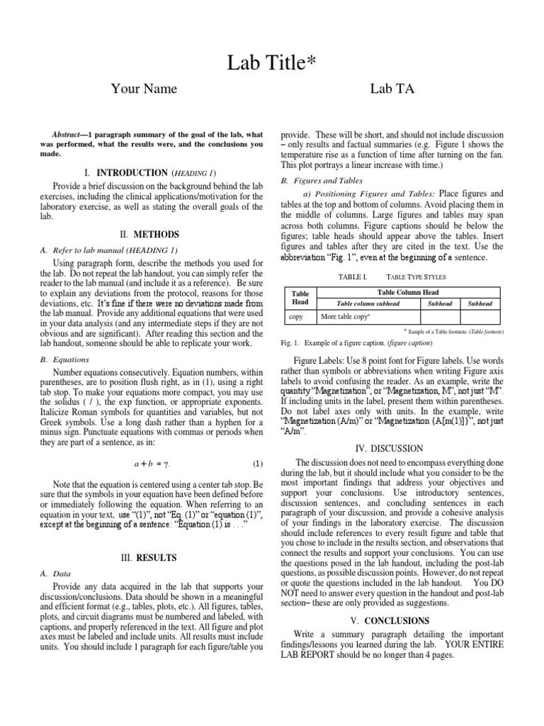 Lab Title : Your Name Lab TA | PDF | Abstract (Summary) | Equations