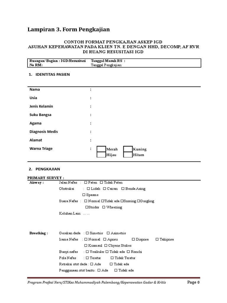 Contoh Format Pengkajian Gadar Kritis | PDF