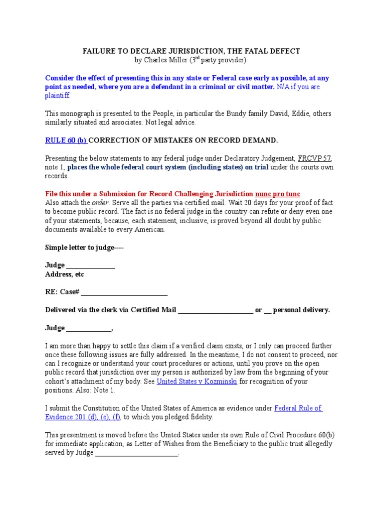 Jurisdiction Challenge in Legal Proceedings | PDF | U.S. State ...