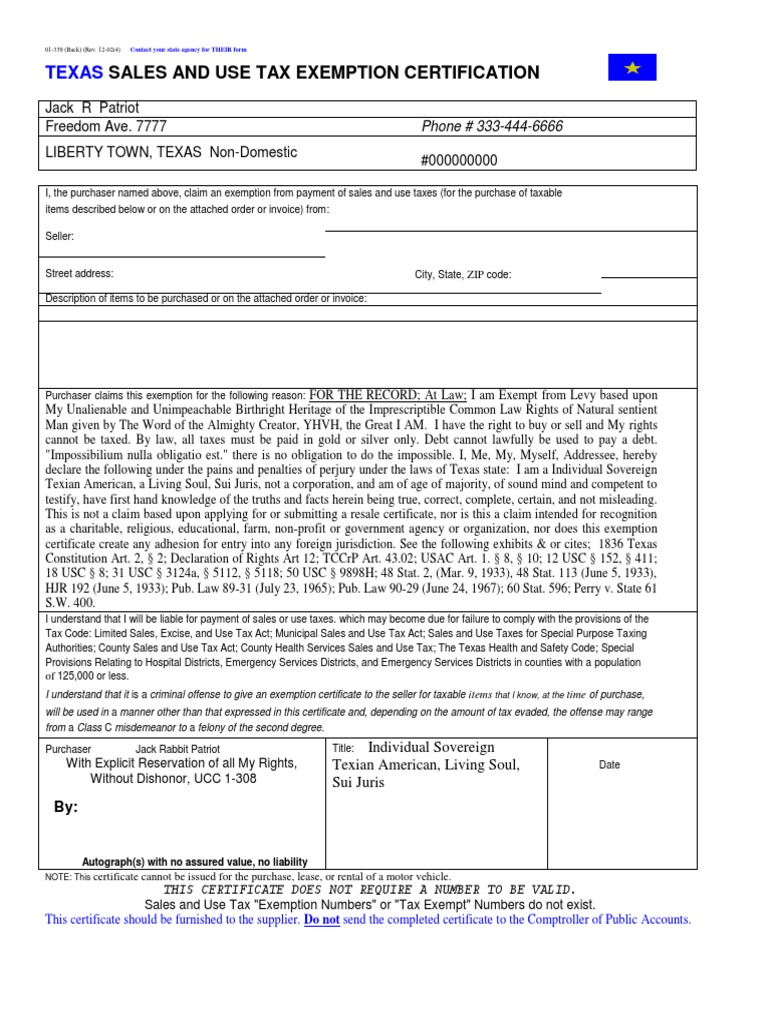 Sales Tax Exempt Fill in Template | PDF | Use Tax | Taxation In The ...