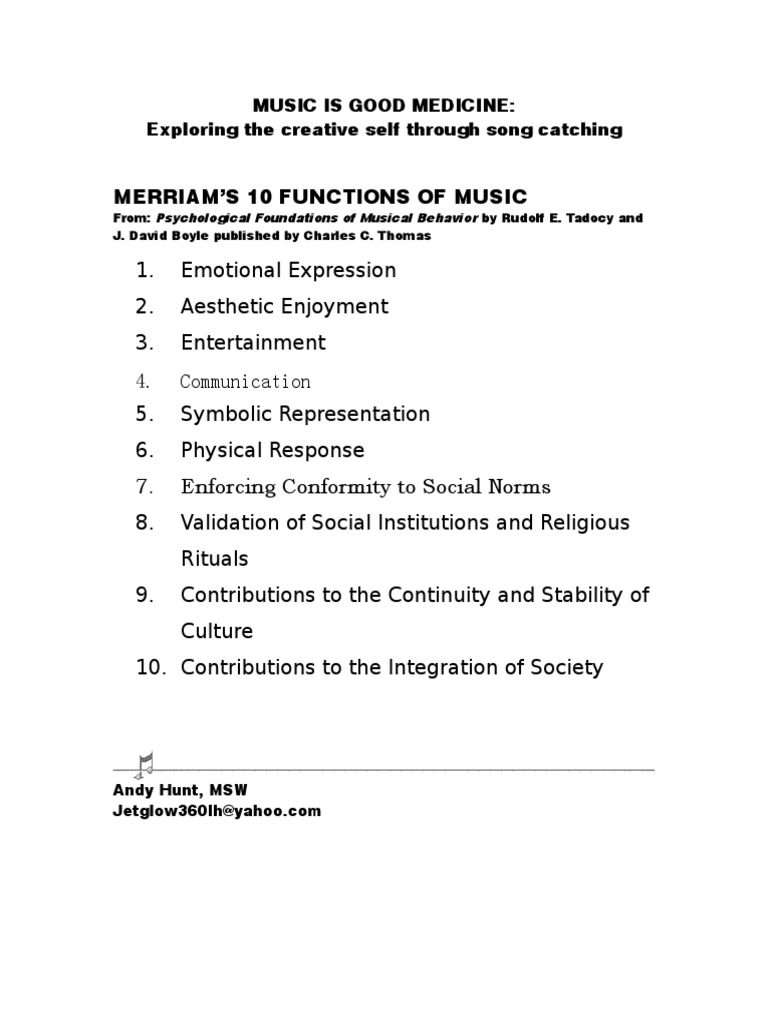 10 Functions of Music Andy Hunt | PDF