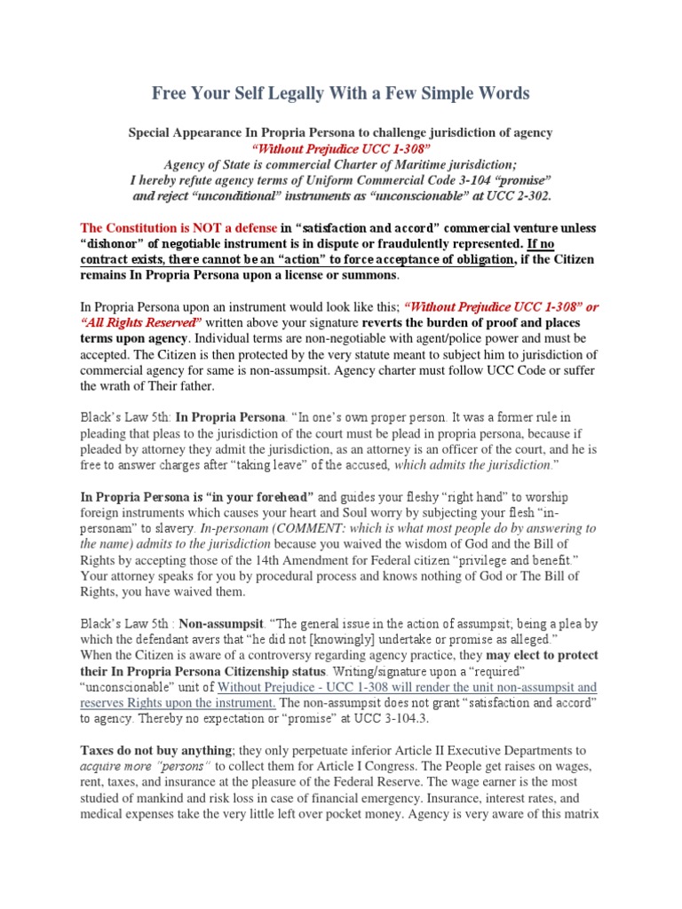 Free Your Self - Reserve Your Rights Often | PDF | Article One Of The ...