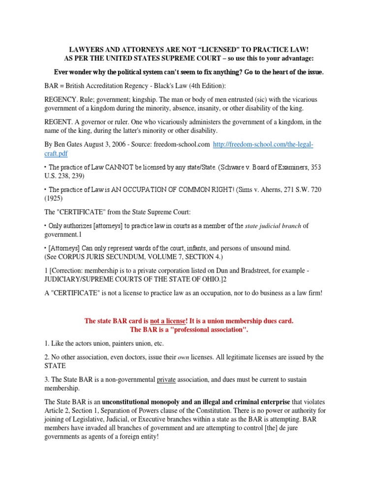 No Such Thing As BAR License | PDF | Lawyer | United States Constitution