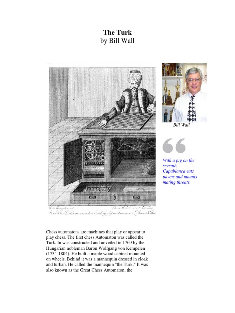 By Bill Wall: The Turk | PDF | Games Of Mental Skill | Chess