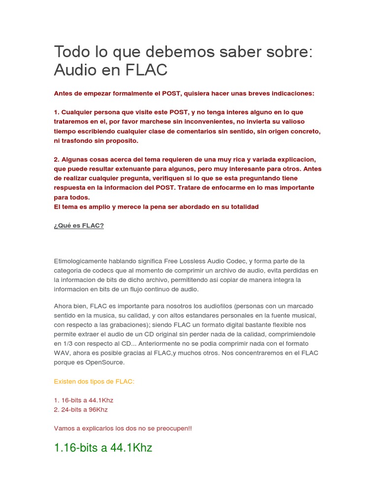 Todo Lo Que Debemos Saber Sobre Audio en FLAC | PDF | Disco compacto | Mp3