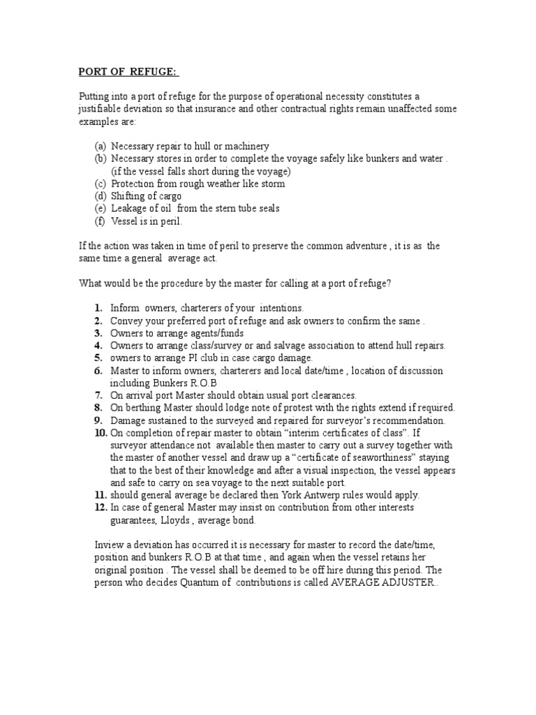 File No 14 Port of Refuge | Download Free PDF | Marine Salvage | Insurance