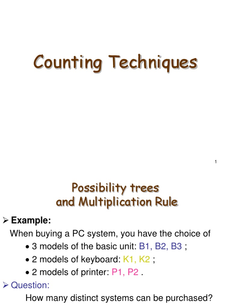 Counting Techniques and Examples | PDF | Permutation | Multiple Choice
